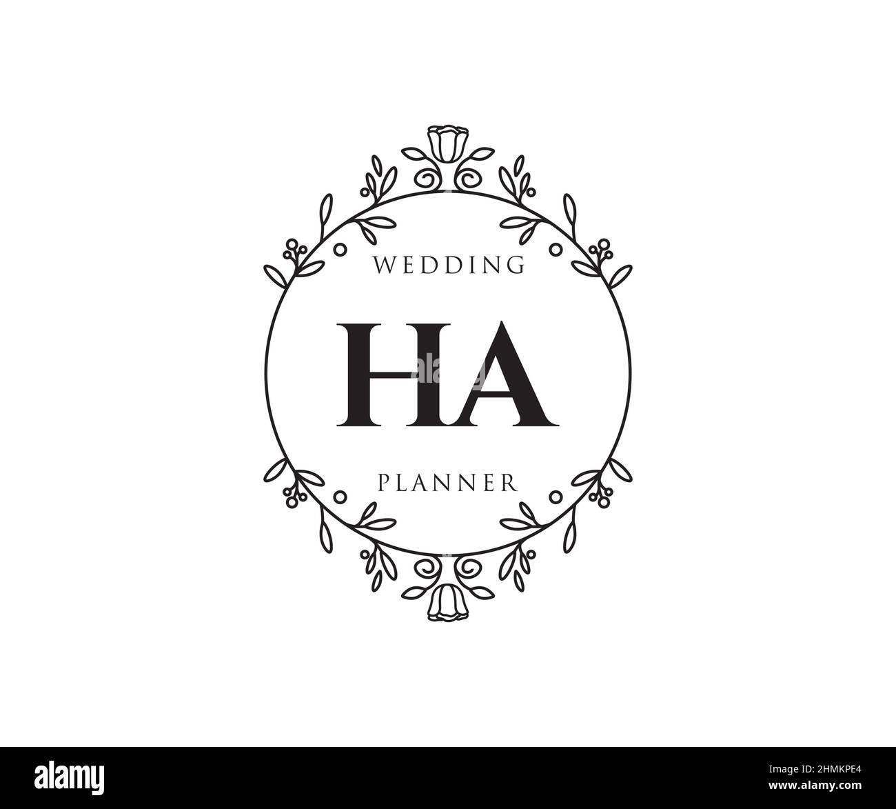HA Initials letter Wedding monogram logos collection, hand drawn modern ...