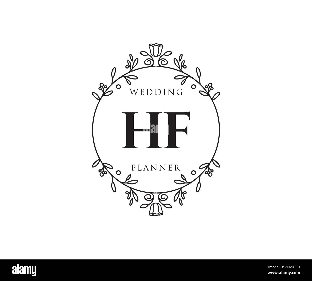 HF Initials letter Wedding monogram logos collection, hand drawn modern ...