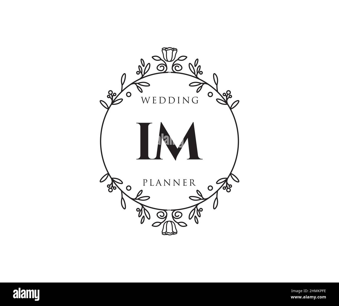 IM Initials letter Wedding monogram logos collection, hand drawn modern ...