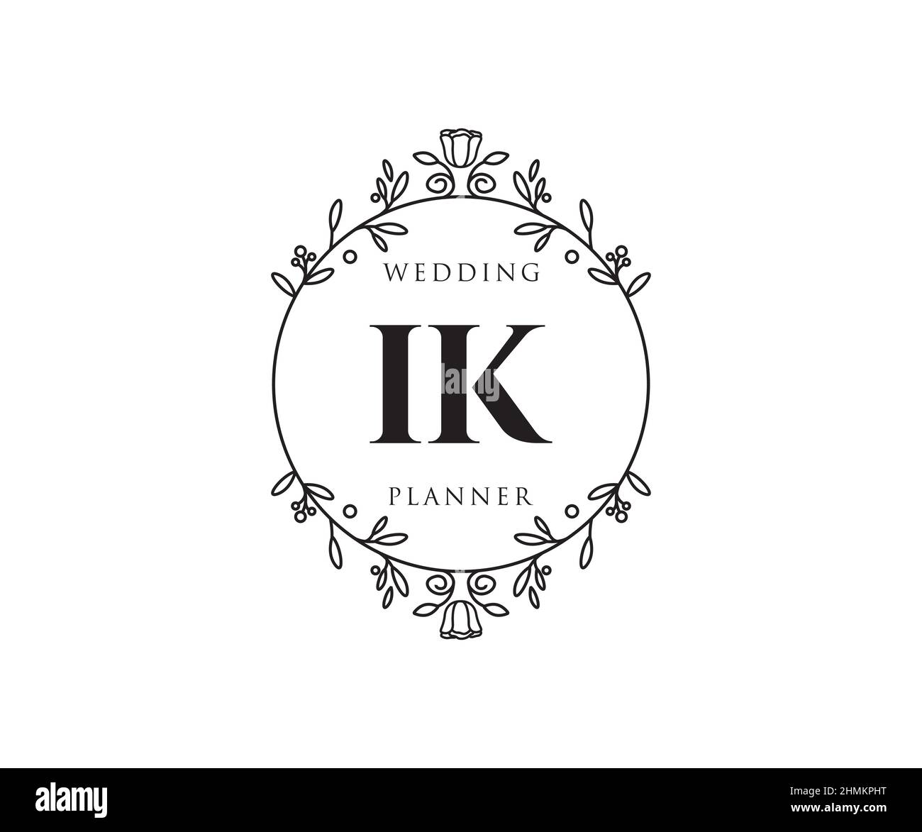 IK Initials letter Wedding monogram logos collection, hand drawn modern ...