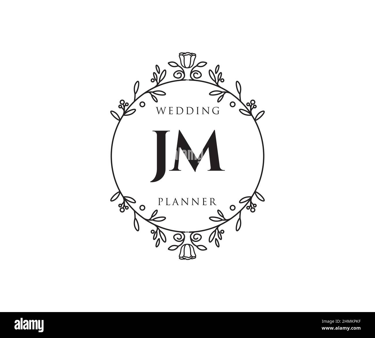 JM Initials letter Wedding monogram logos collection, hand drawn modern ...