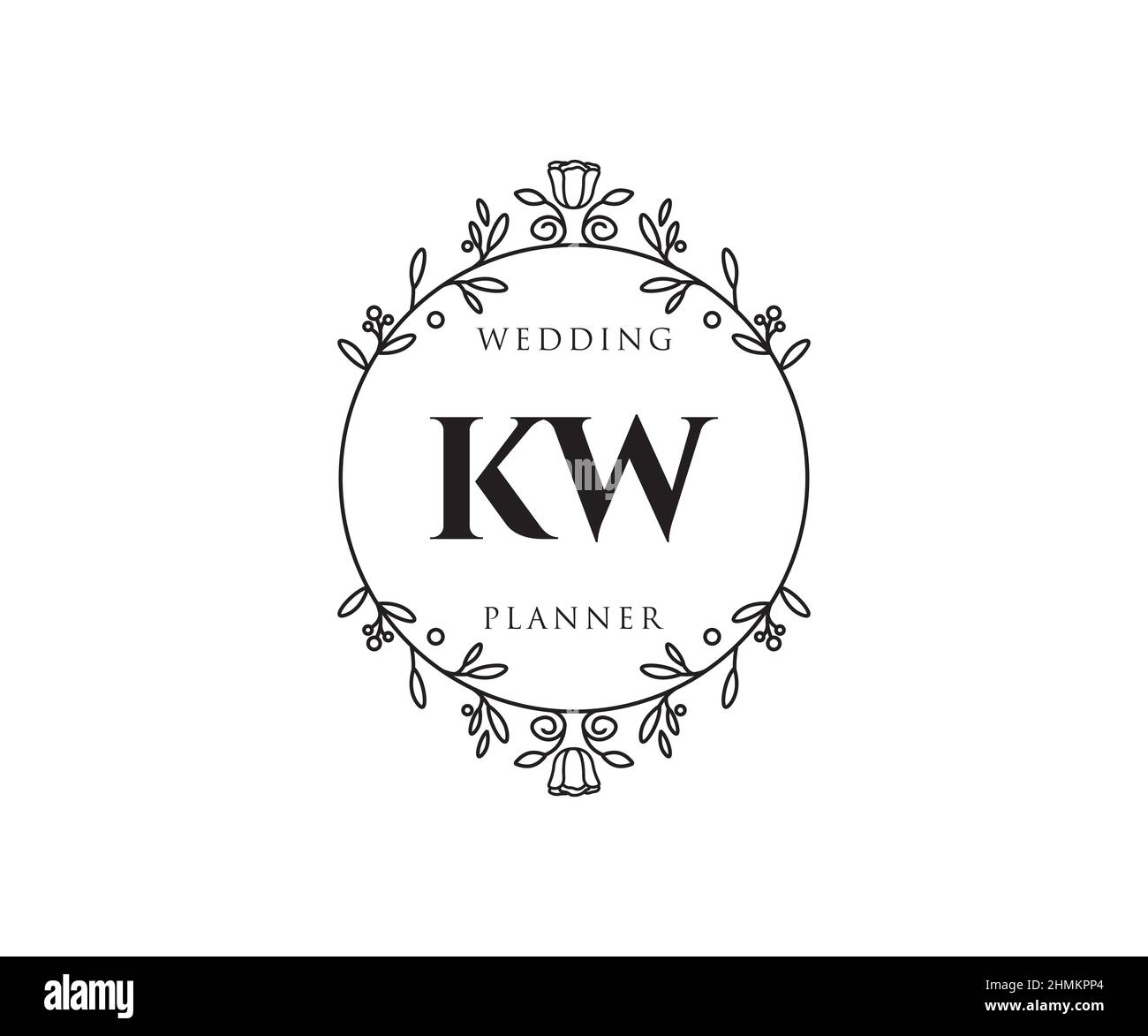 KW Initials letter Wedding monogram logos collection, hand drawn modern ...