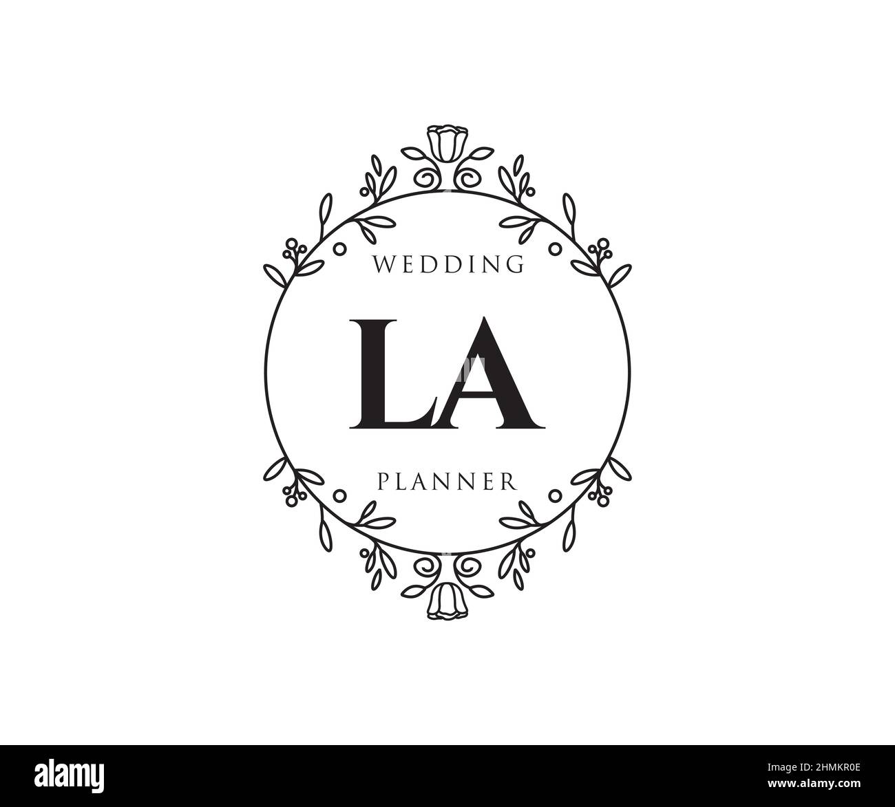 LA Initials letter Wedding monogram logos collection, hand drawn modern ...