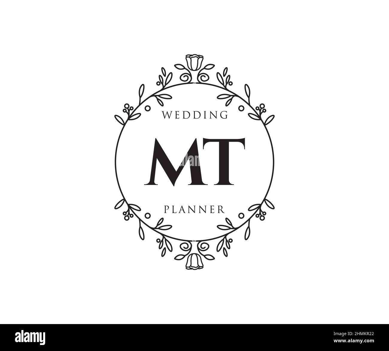 MT Initials letter Wedding monogram logos collection, hand drawn modern ...