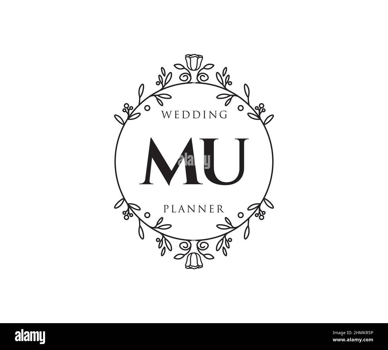MU Initials letter Wedding monogram logos collection, hand drawn modern ...