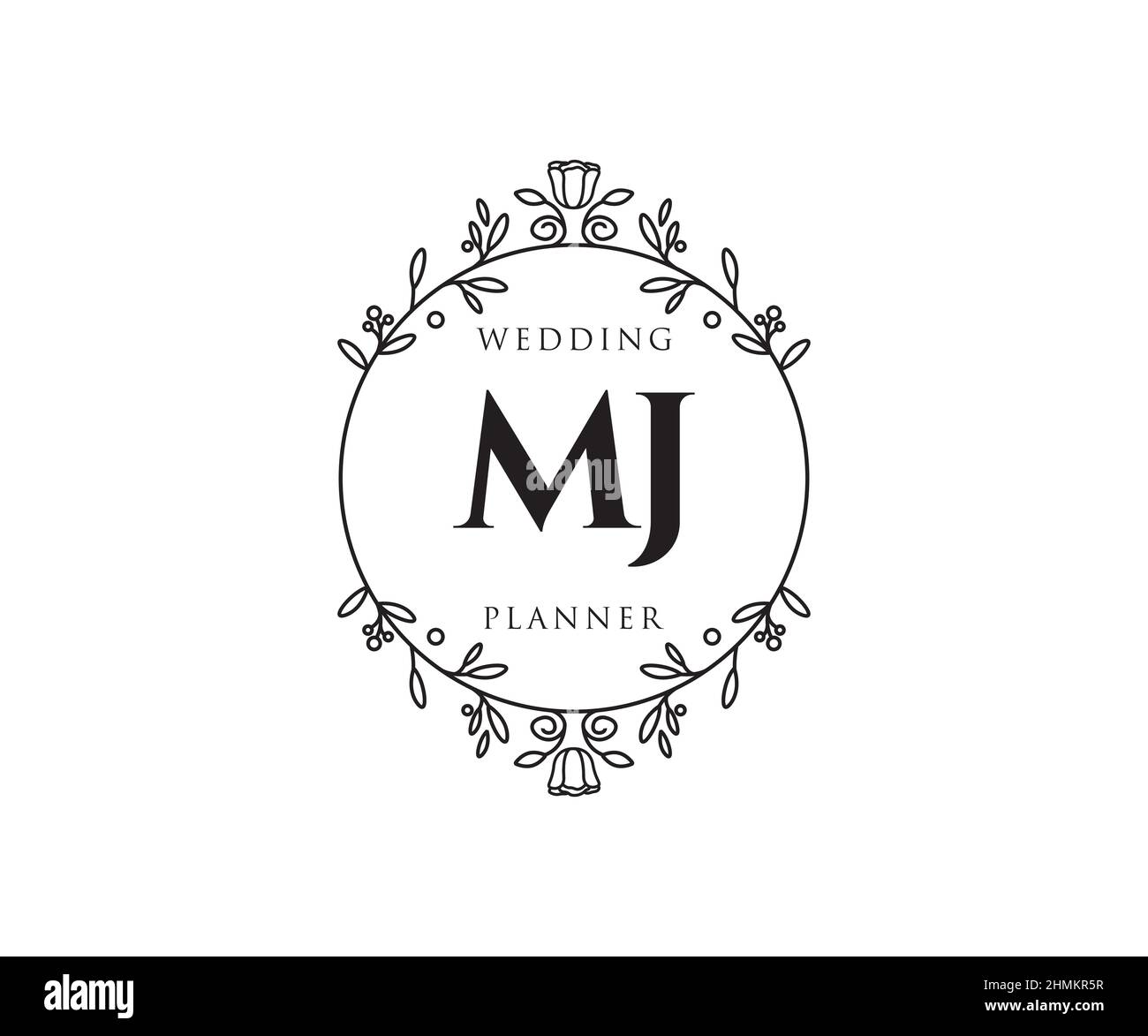 MJ Initials letter Wedding monogram logos collection, hand drawn modern ...