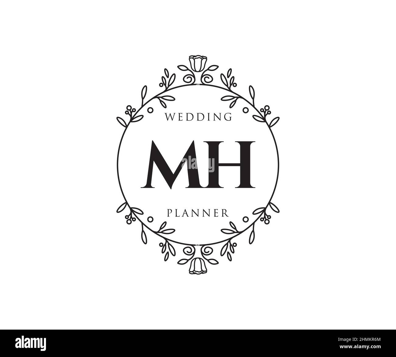 MH Initials letter Wedding monogram logos collection, hand drawn modern ...