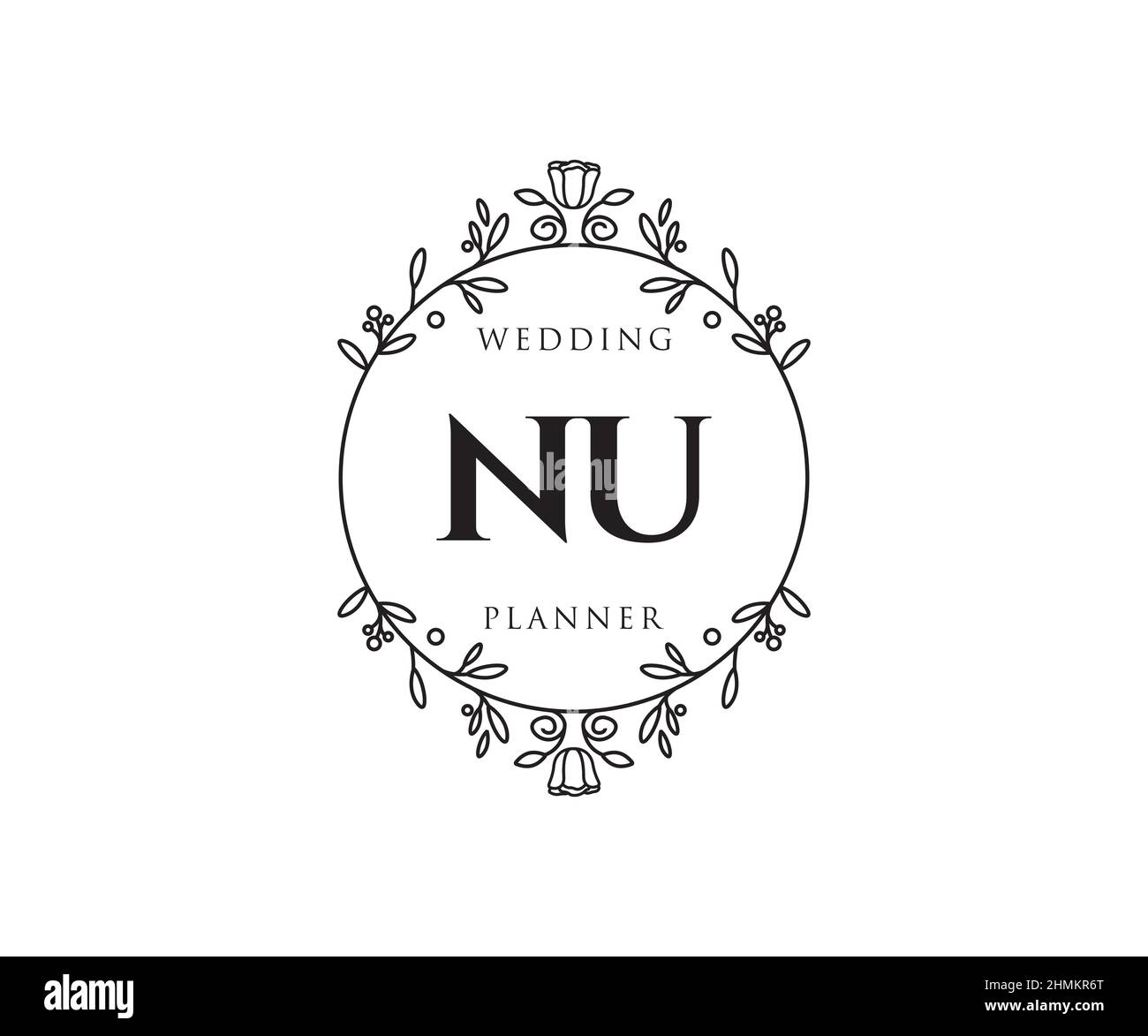 NU Initials letter Wedding monogram logos collection, hand drawn modern ...