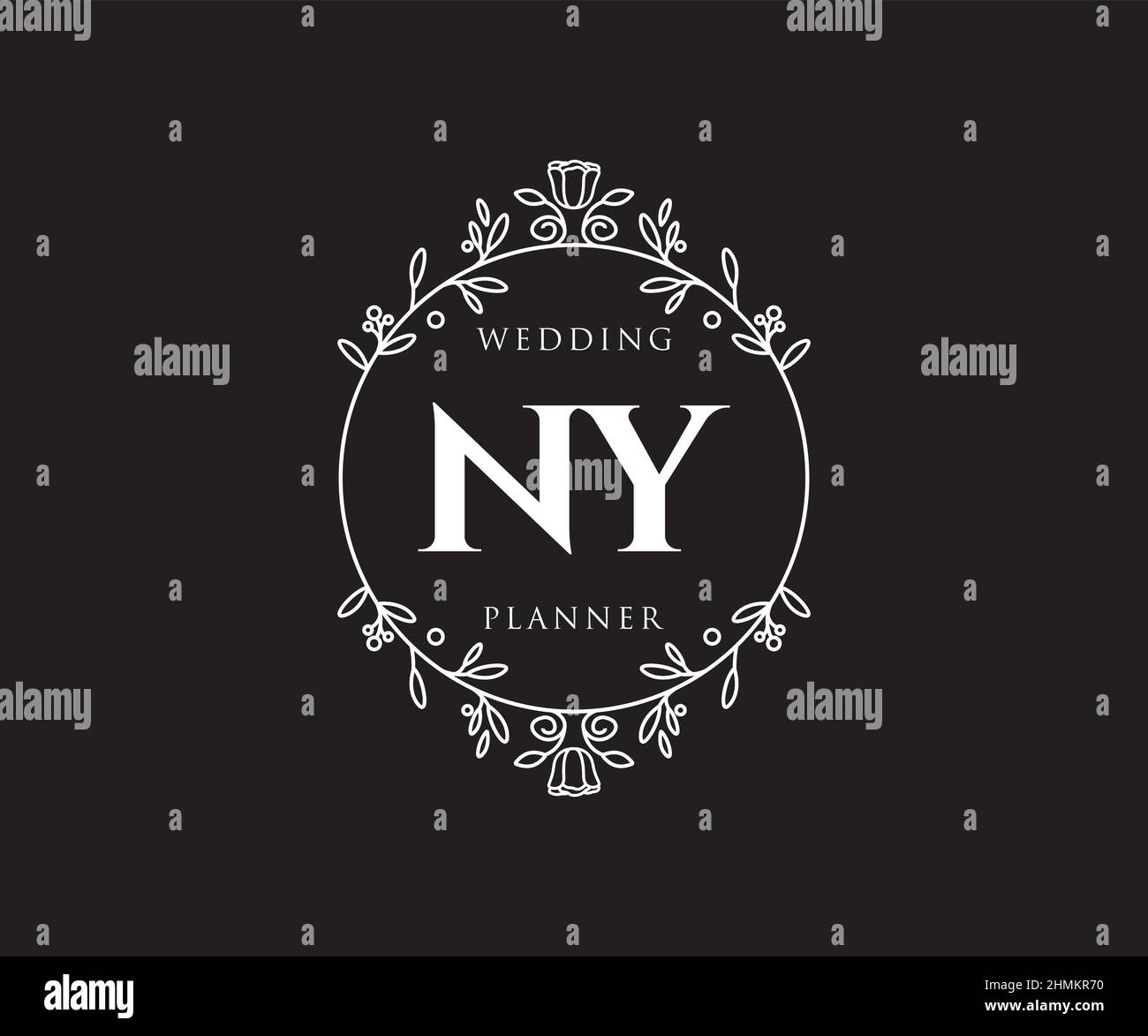 NY Initials letter Wedding monogram logos collection, hand drawn modern ...