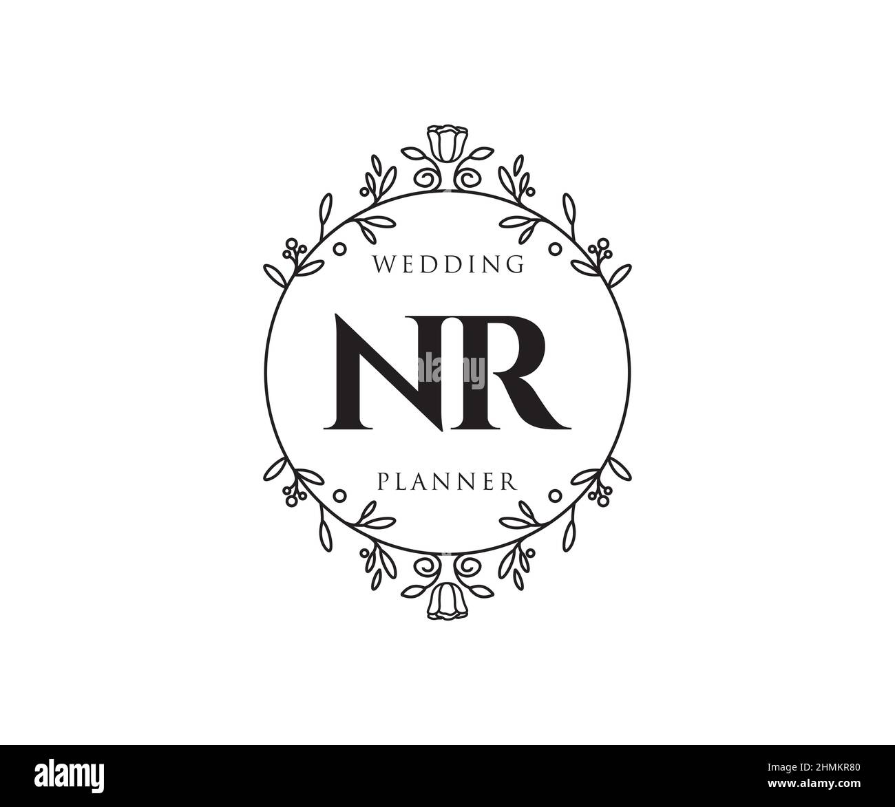 NR Initials letter Wedding monogram logos collection, hand drawn modern minimalistic and floral ...