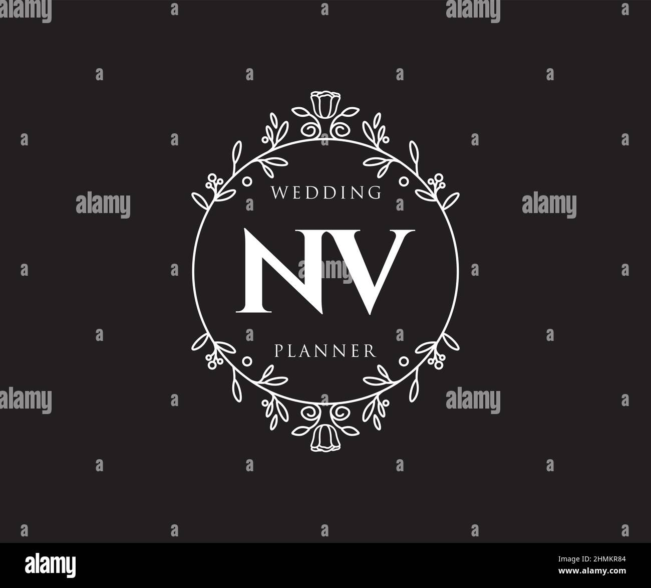 NV Initials letter Wedding monogram logos collection, hand drawn modern ...