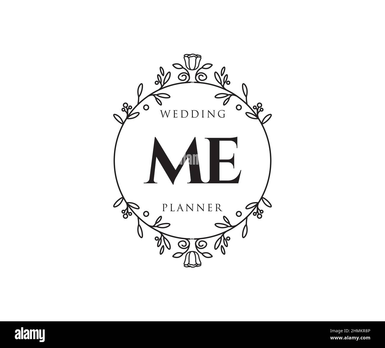ME Initials letter Wedding monogram logos collection, hand drawn modern ...