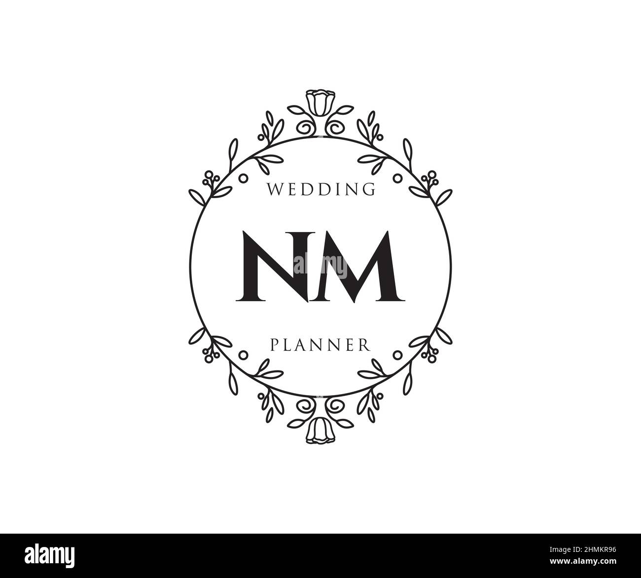 NM Initials letter Wedding monogram logos collection, hand drawn modern ...