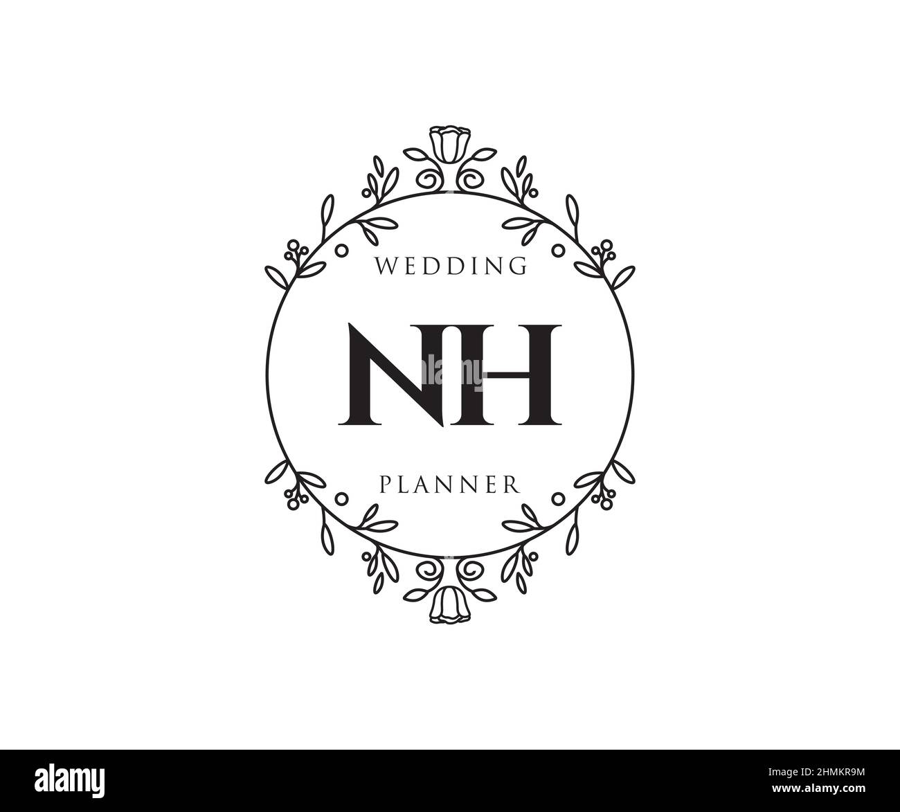 NH Initials letter Wedding monogram logos collection, hand drawn modern minimalistic and floral ...