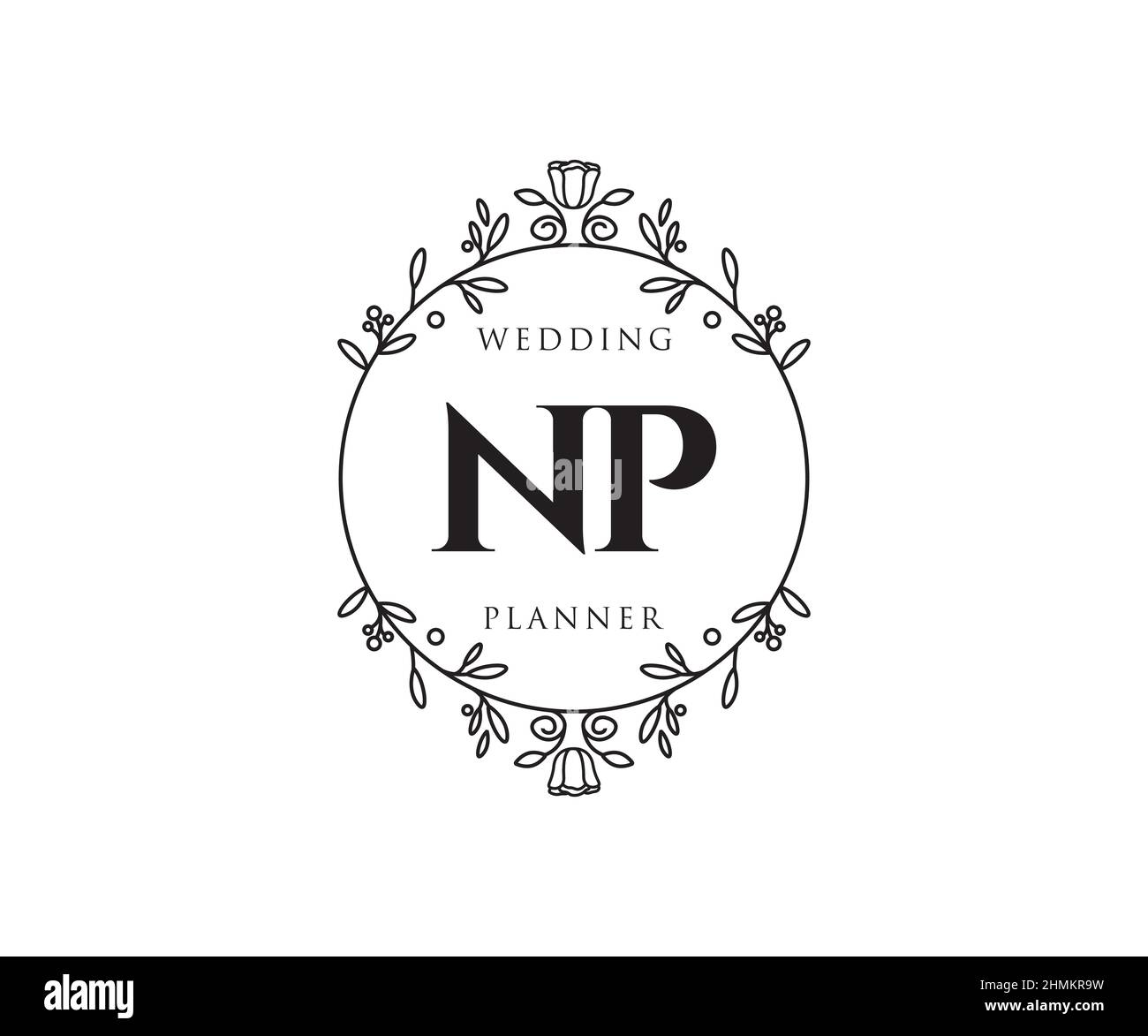 NP Initials letter Wedding monogram logos collection, hand drawn modern ...
