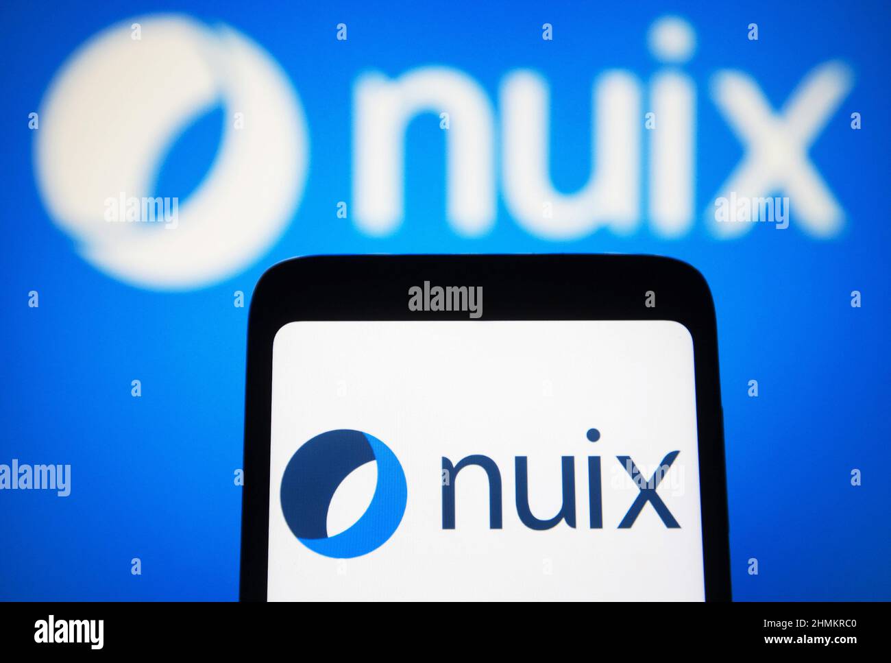 In this photo illustration, a Nuix Ltd. logo is seen on a smartphone ...
