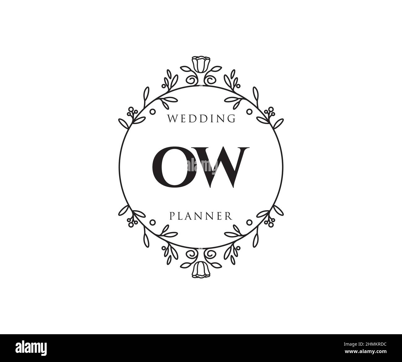 OW Initials letter Wedding monogram logos collection, hand drawn modern minimalistic and floral ...