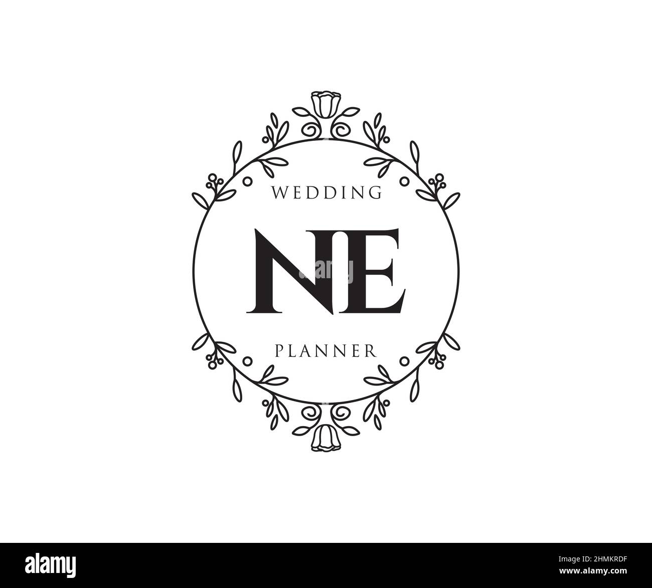 NE Initials letter Wedding monogram logos collection, hand drawn modern ...