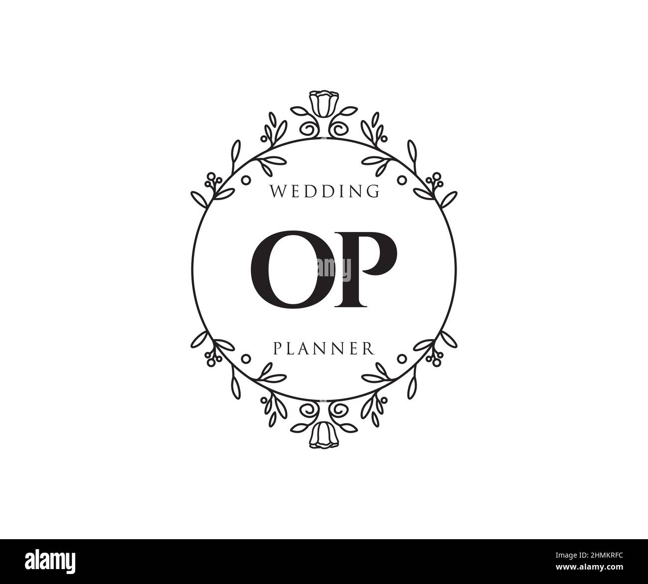 OP Initials letter Wedding monogram logos collection, hand drawn modern ...