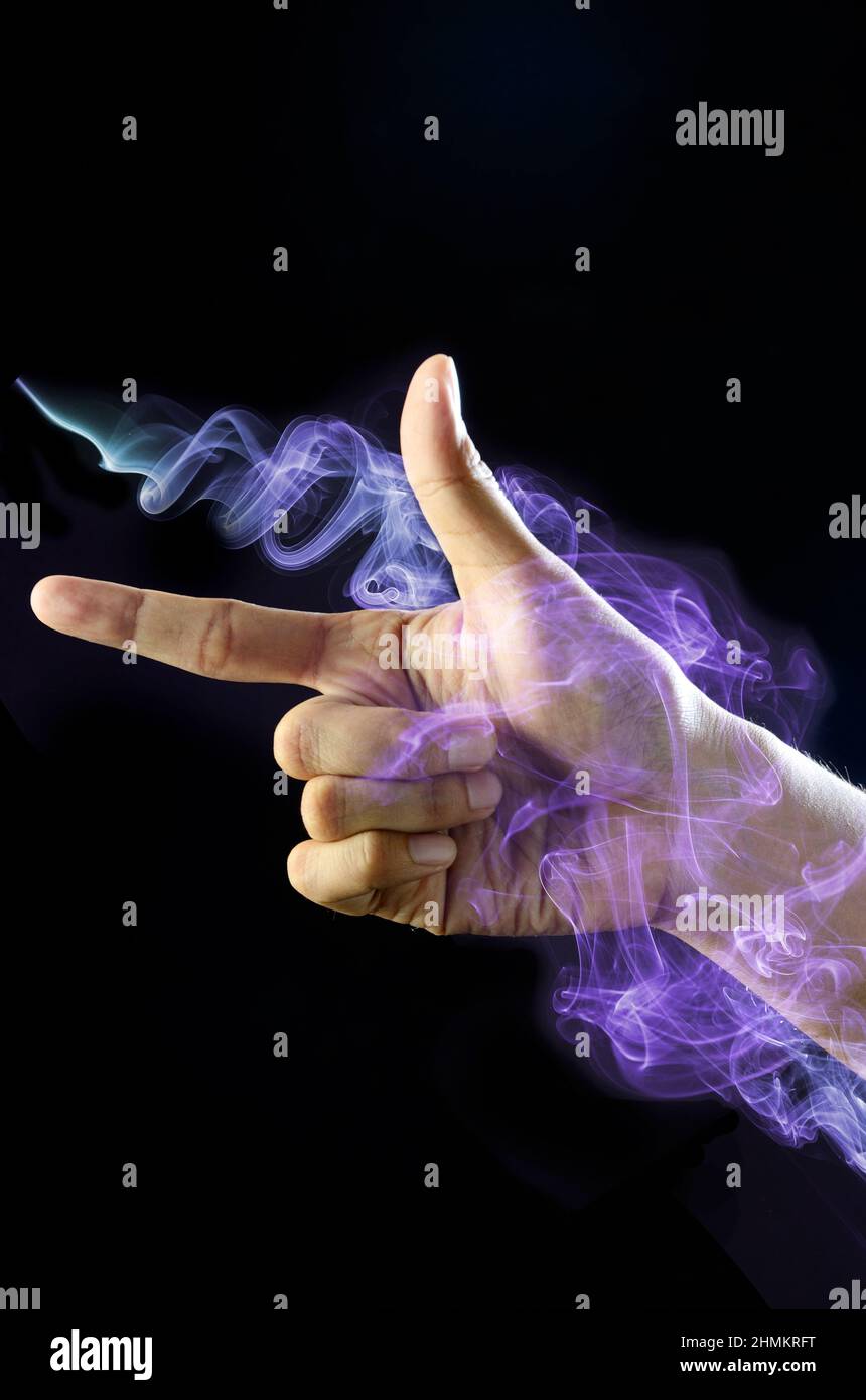 creative images hand and colorful smoke effect Stock Photo - Alamy
