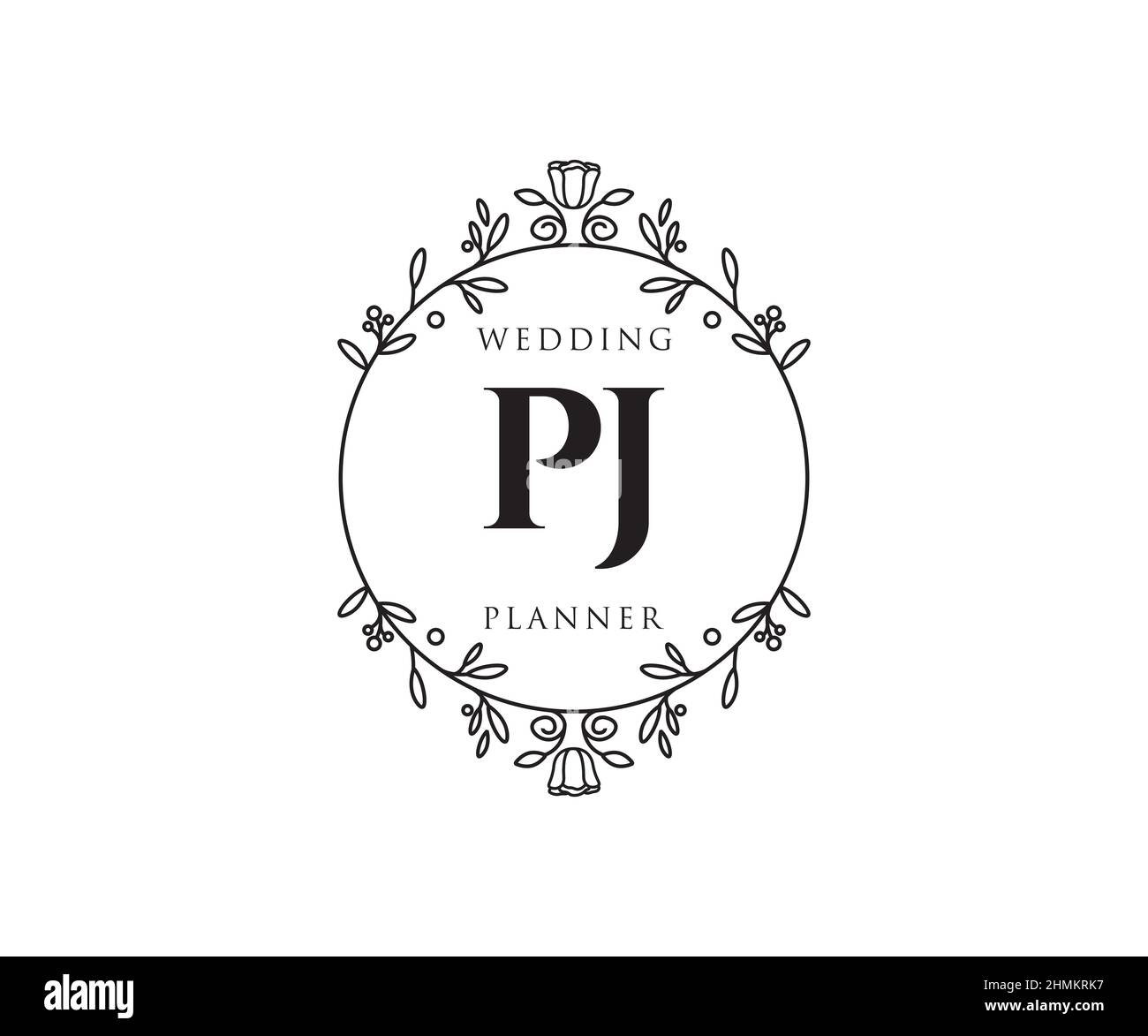 PJ Initials letter Wedding monogram logos collection, hand drawn modern ...