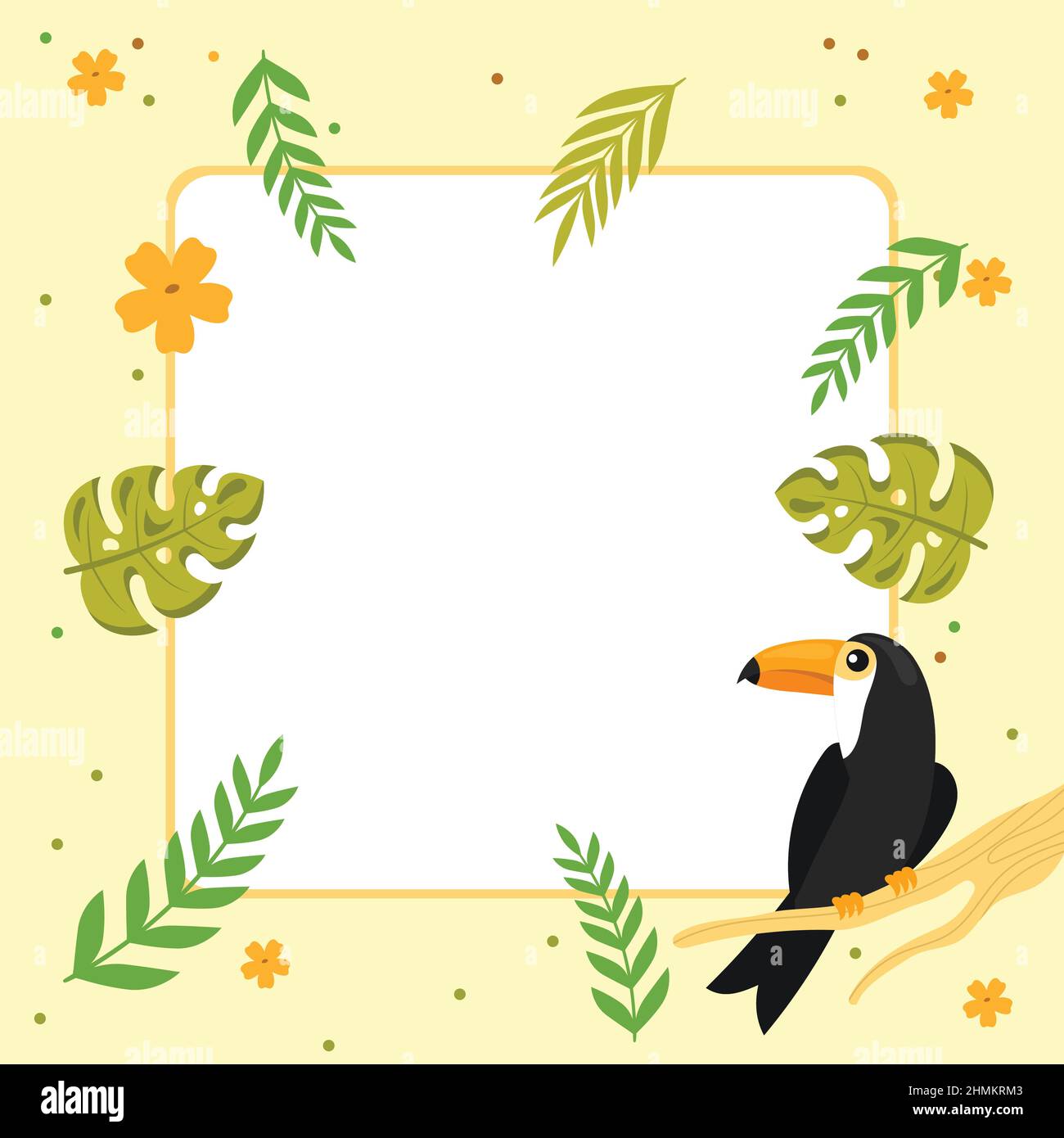 Floral Decorative frame design with touch can bird vector illustration ...