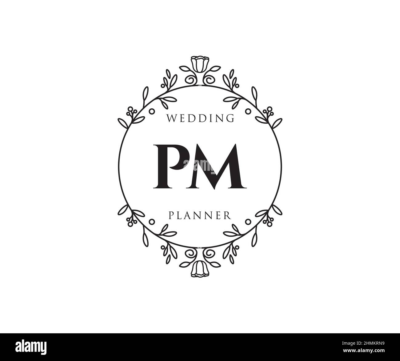 PM Initials letter Wedding monogram logos collection, hand drawn modern ...