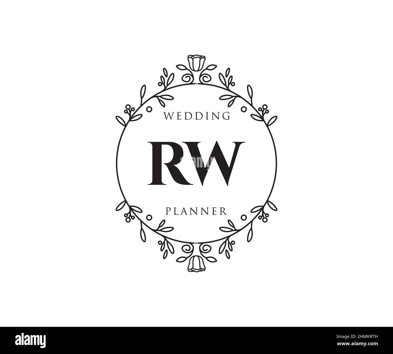 RW Initials letter Wedding monogram logos collection, hand drawn modern ...