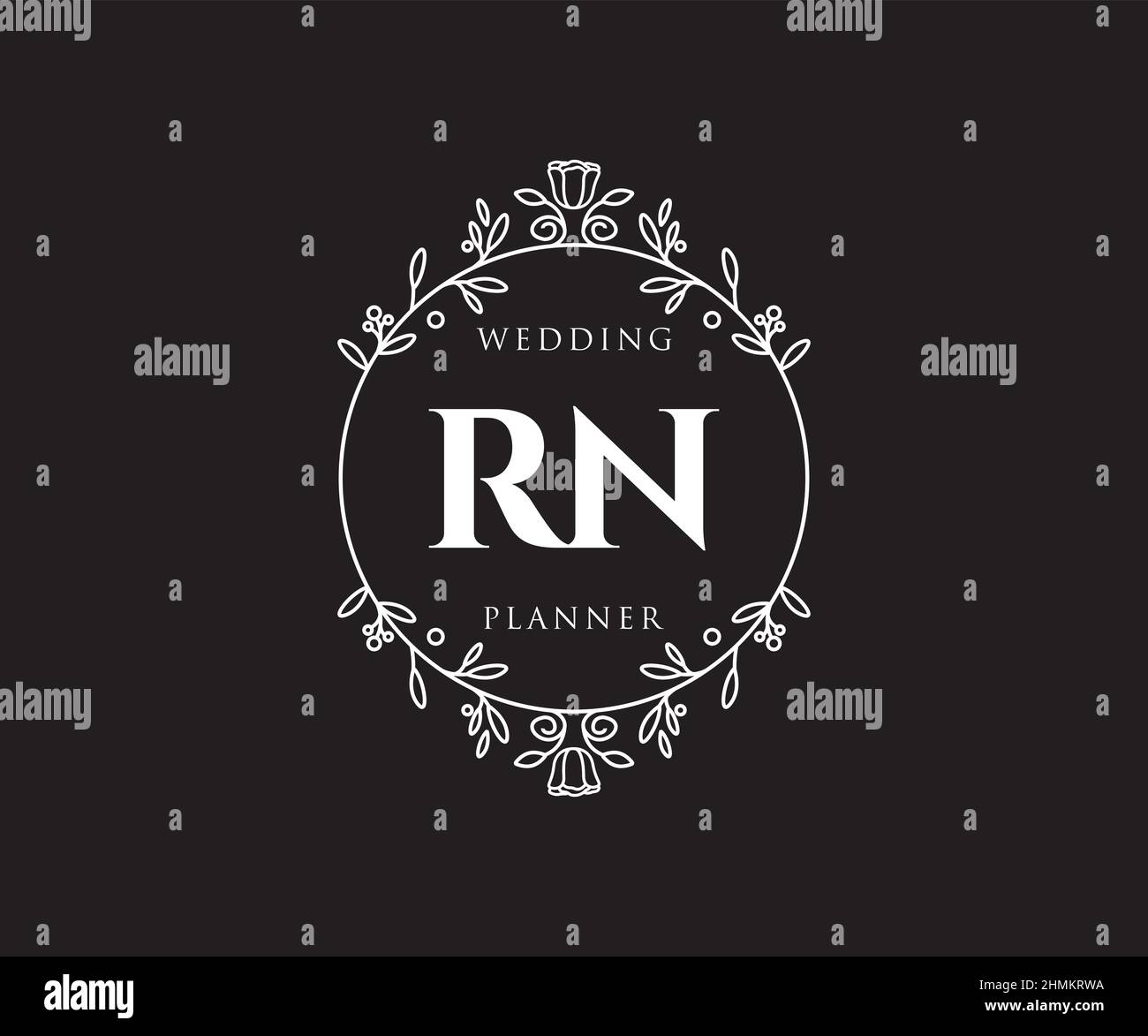 RN Initials letter Wedding monogram logos collection, hand drawn modern minimalistic and floral ...