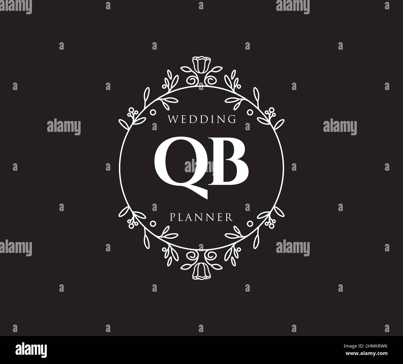 QB Initials letter Wedding monogram logos collection, hand drawn modern minimalistic and floral ...