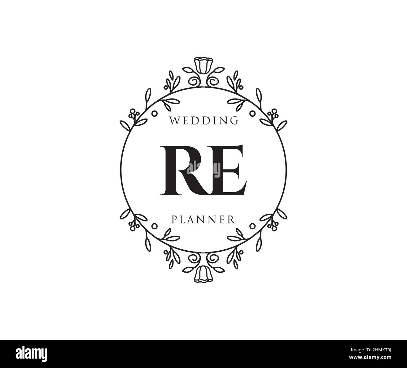 RE Initials letter Wedding monogram logos collection, hand drawn modern ...