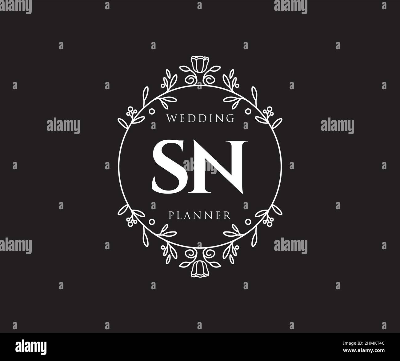 SN Initials letter Wedding monogram logos collection, hand drawn modern ...