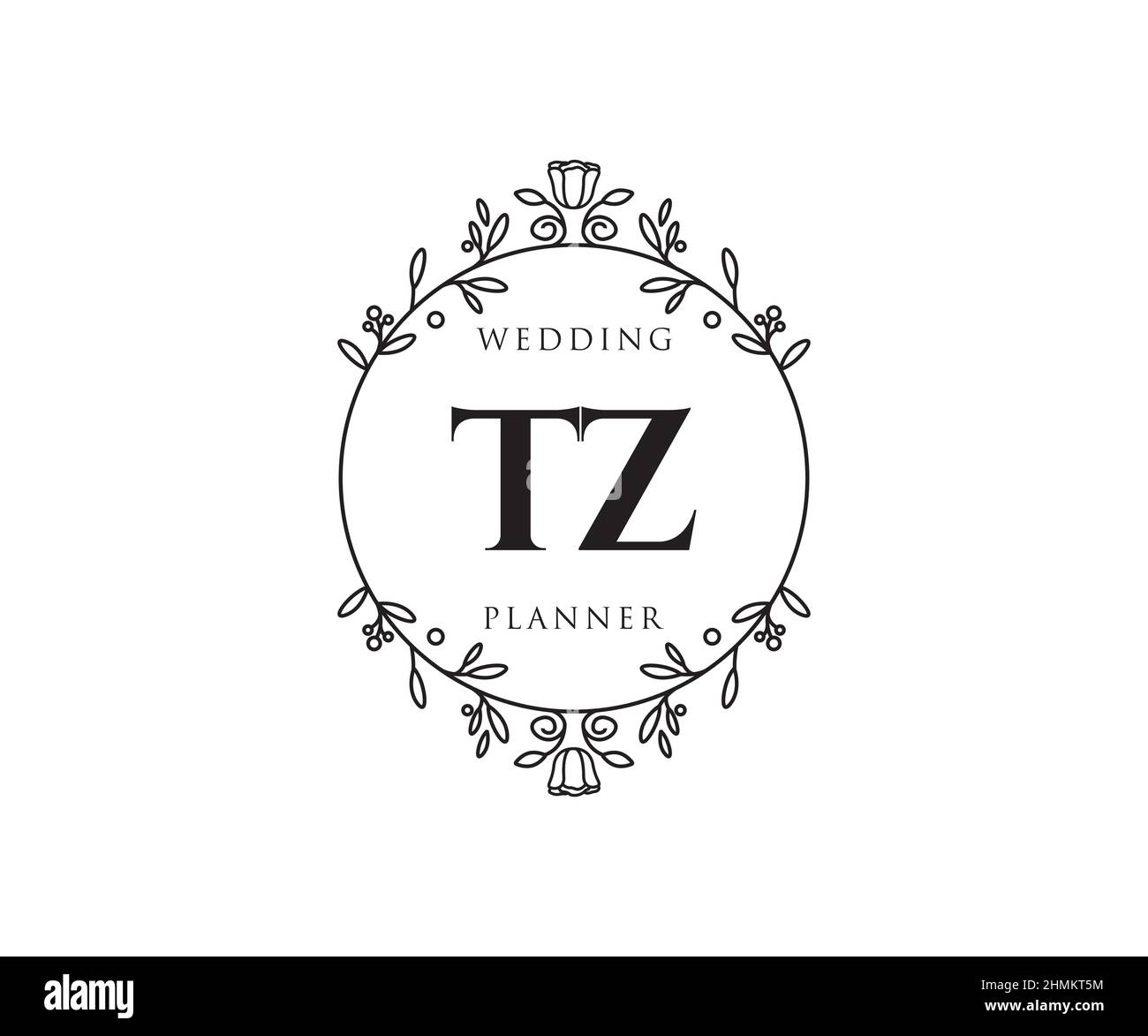 TZ Initials letter Wedding monogram logos collection, hand drawn modern ...