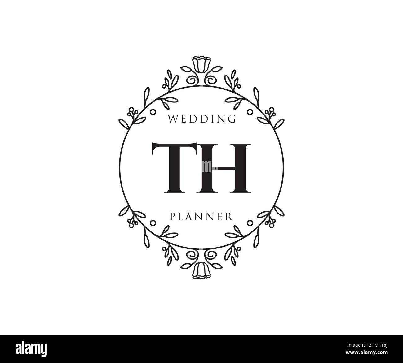 TH Initials letter Wedding monogram logos collection, hand drawn modern ...
