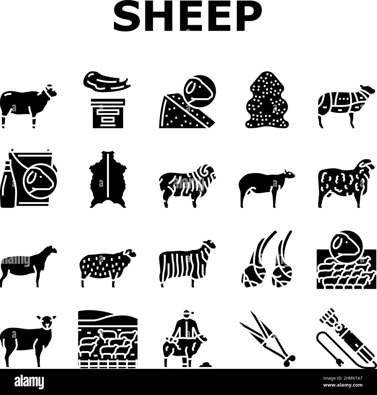 Sheep Breeding Farm Business Icons Set Vector Stock Vector Image & Art ...