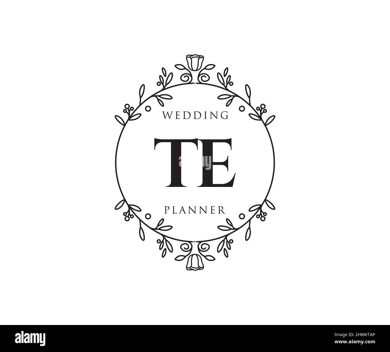 TE Initials letter Wedding monogram logos collection, hand drawn modern ...