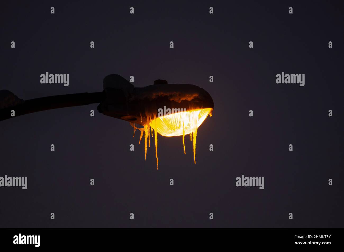 Long icicles on street light on Strickland Street in Whitehorse, Yukon ...