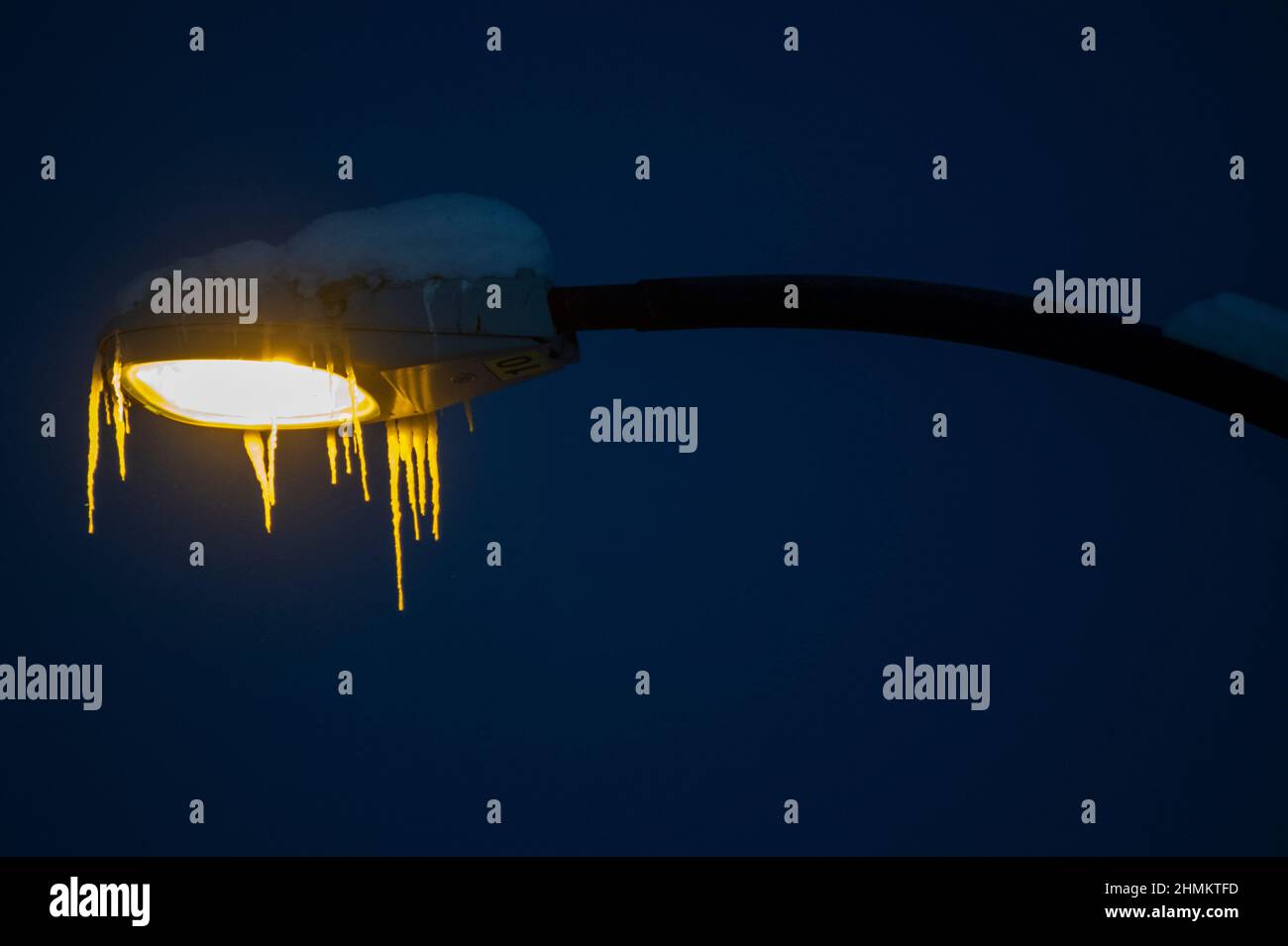 Long icicles on street light on Strickland Street in Whitehorse, Yukon ...