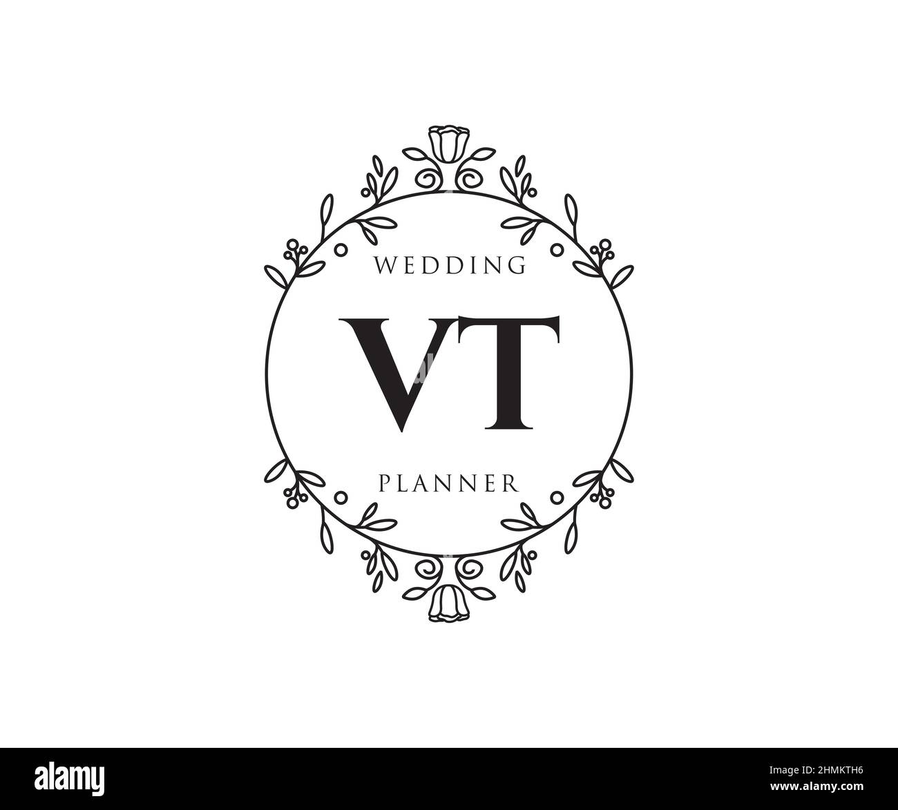 VT Initials letter Wedding monogram logos collection, hand drawn modern ...