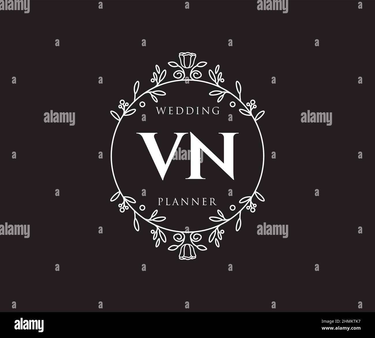 VN Initials letter Wedding monogram logos collection, hand drawn modern ...