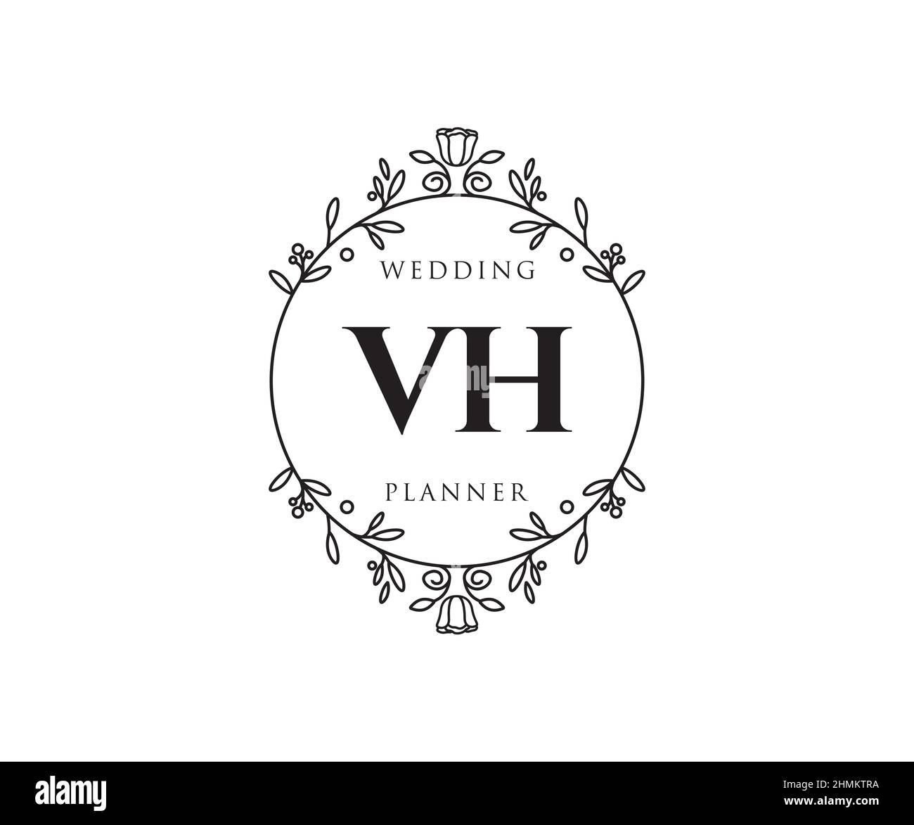 VH Initials letter Wedding monogram logos collection, hand drawn modern ...