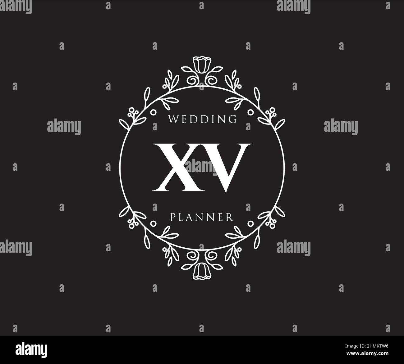 XV Initials letter Wedding monogram logos collection, hand drawn modern ...