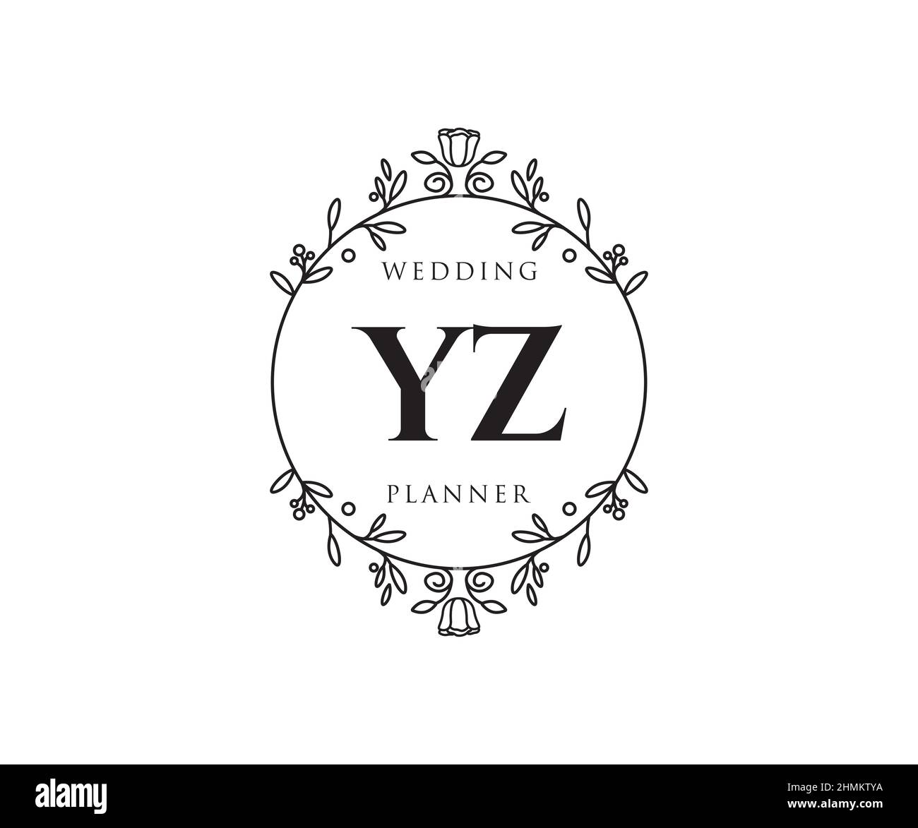 YZ Initials letter Wedding monogram logos collection, hand drawn modern ...