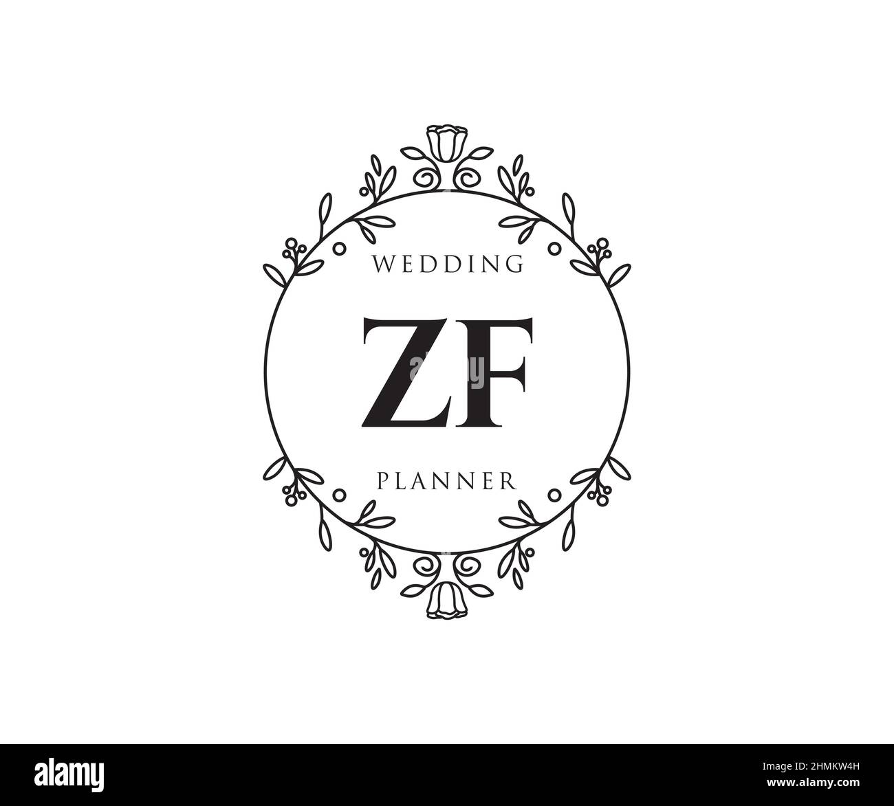 ZF Initials letter Wedding monogram logos collection, hand drawn modern ...