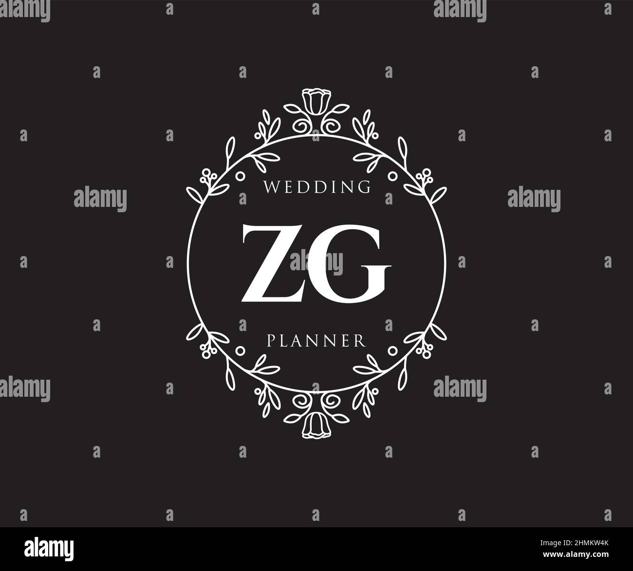 ZG Initials letter Wedding monogram logos collection, hand drawn modern minimalistic and floral ...