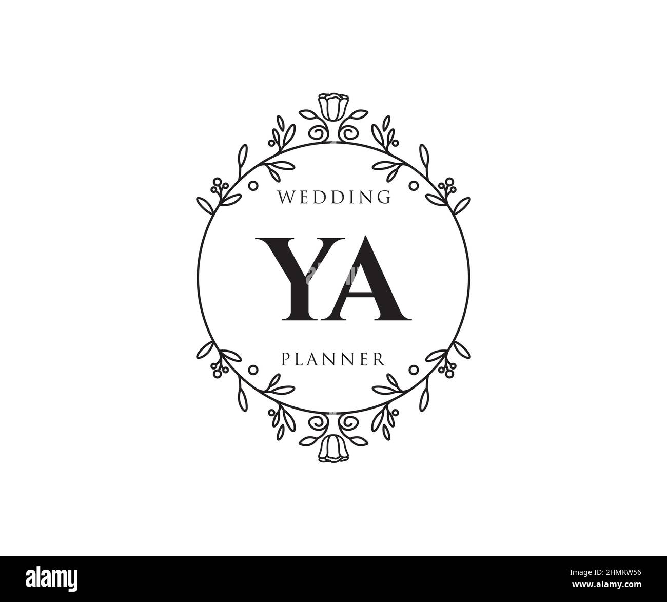 YA Initials letter Wedding monogram logos collection, hand drawn modern ...