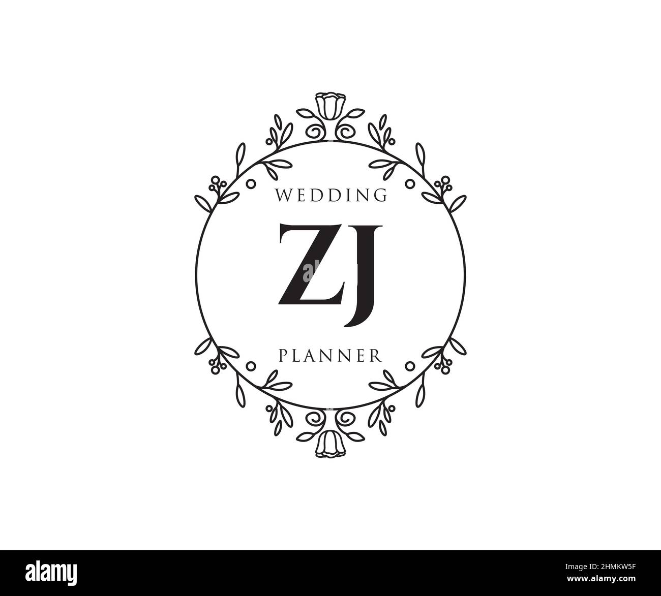 ZJ Initials letter Wedding monogram logos collection, hand drawn modern ...