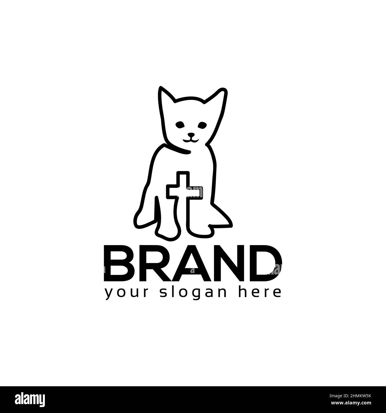 Cat and cross logo vector. Pet care concept sign. Flat design Stock ...