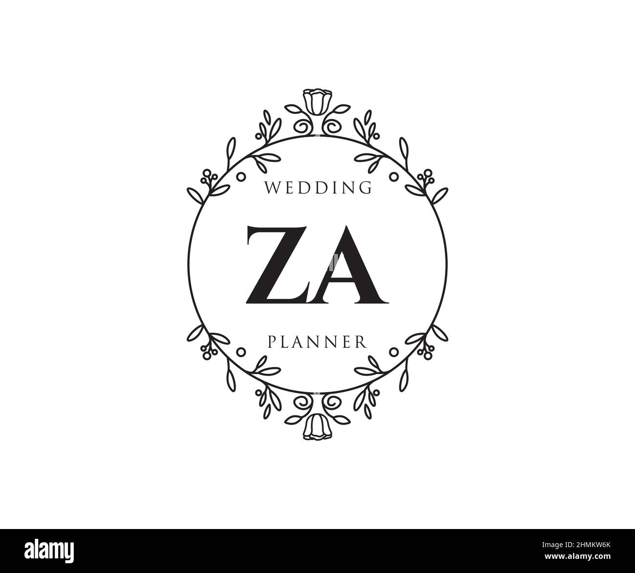 ZA Initials letter Wedding monogram logos collection, hand drawn modern ...