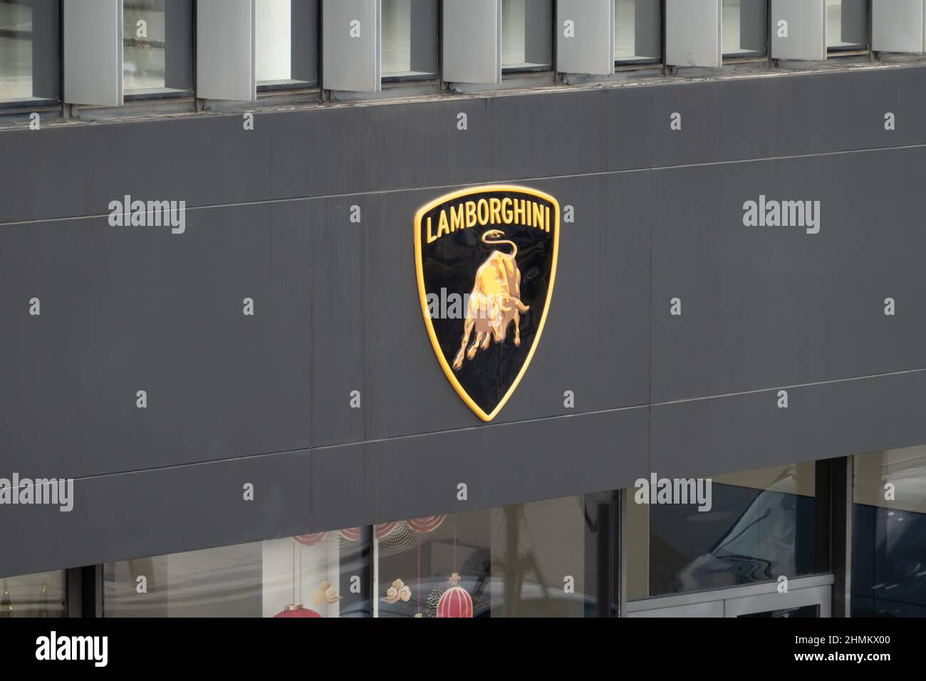 SHANGHAI, CHINA - FEBRUARY 10, 2022 - Lamborghini Shanghai Center ...